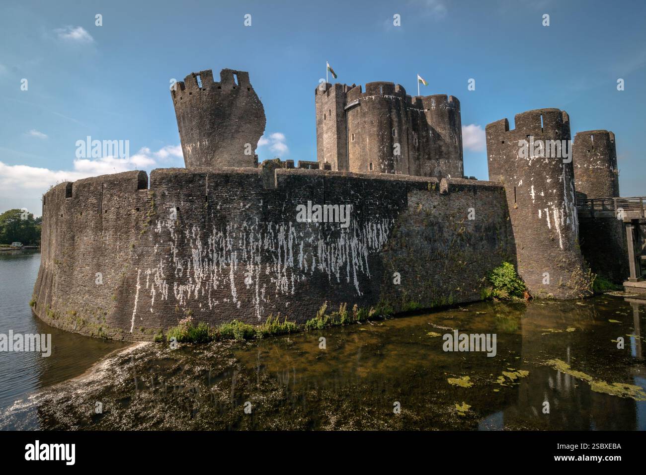 Views of the Caerphilly Castle in Wales Stock Photo - Alamy