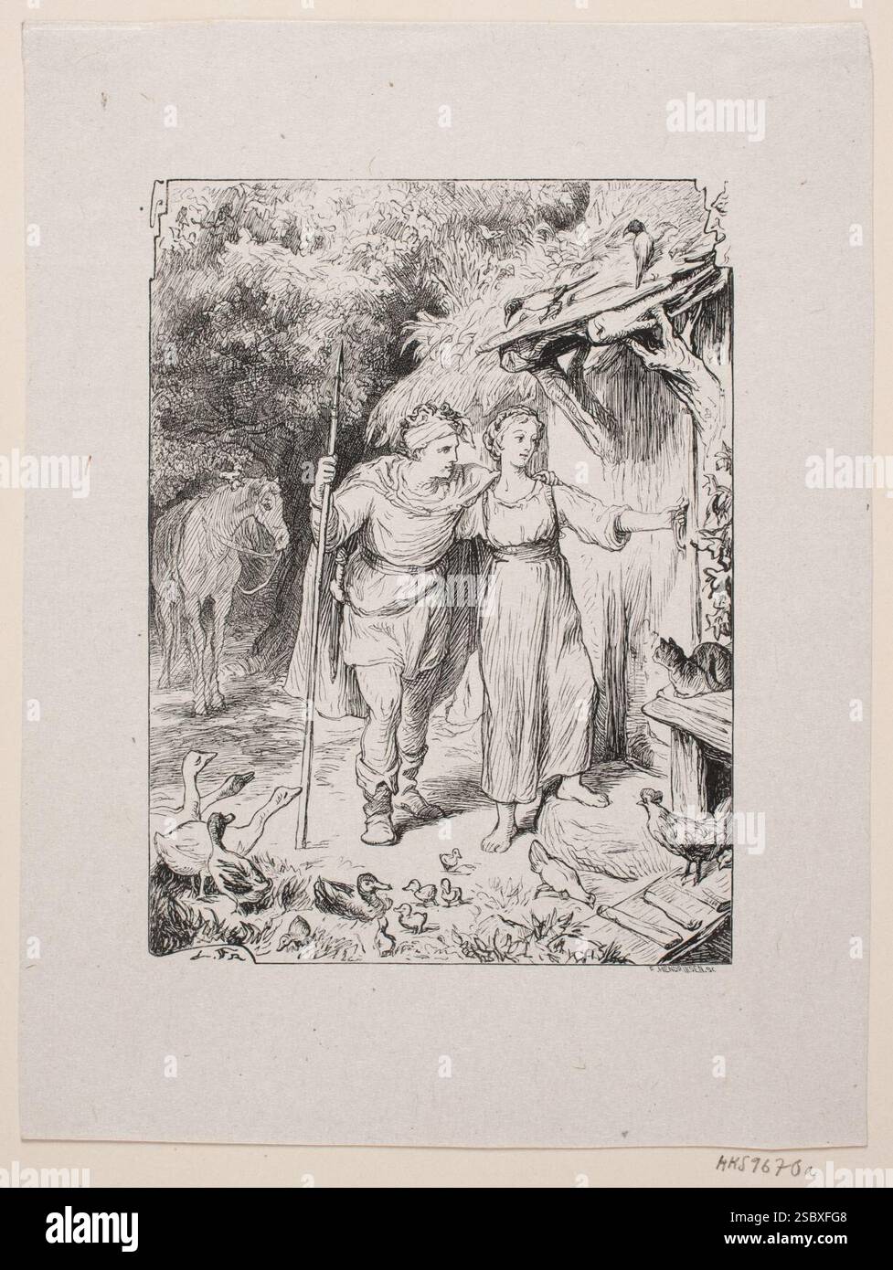F Hendriksen, Illustration til En moders barndomserindringer Stock ...