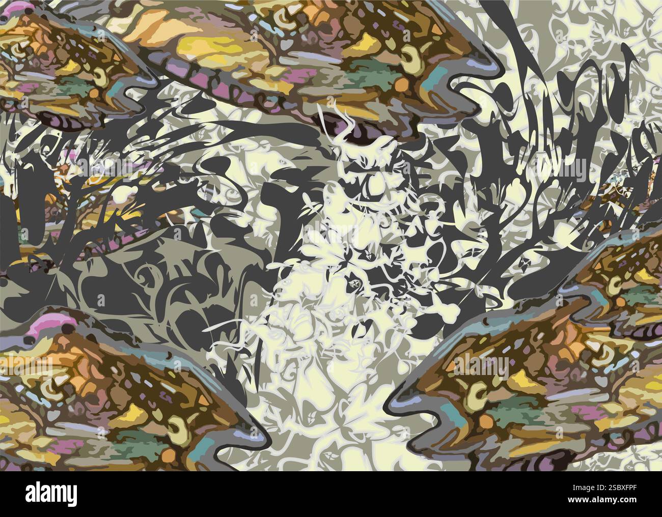 Colorful ornamental backdrop created by butterfly wings for textiles or ...