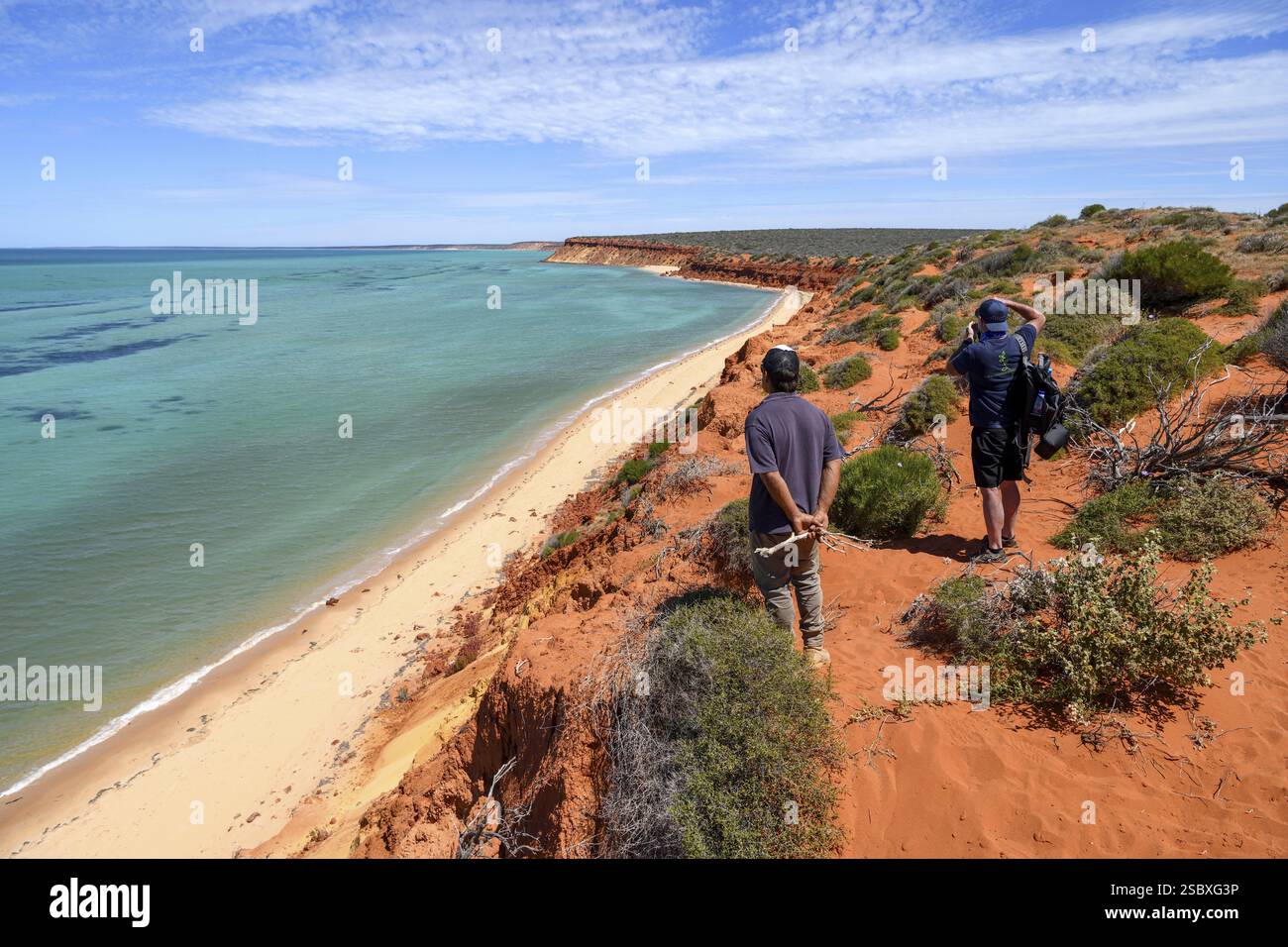 Hiker near Cape Peron, Francois Peron National Park, near Denham, Shark ...