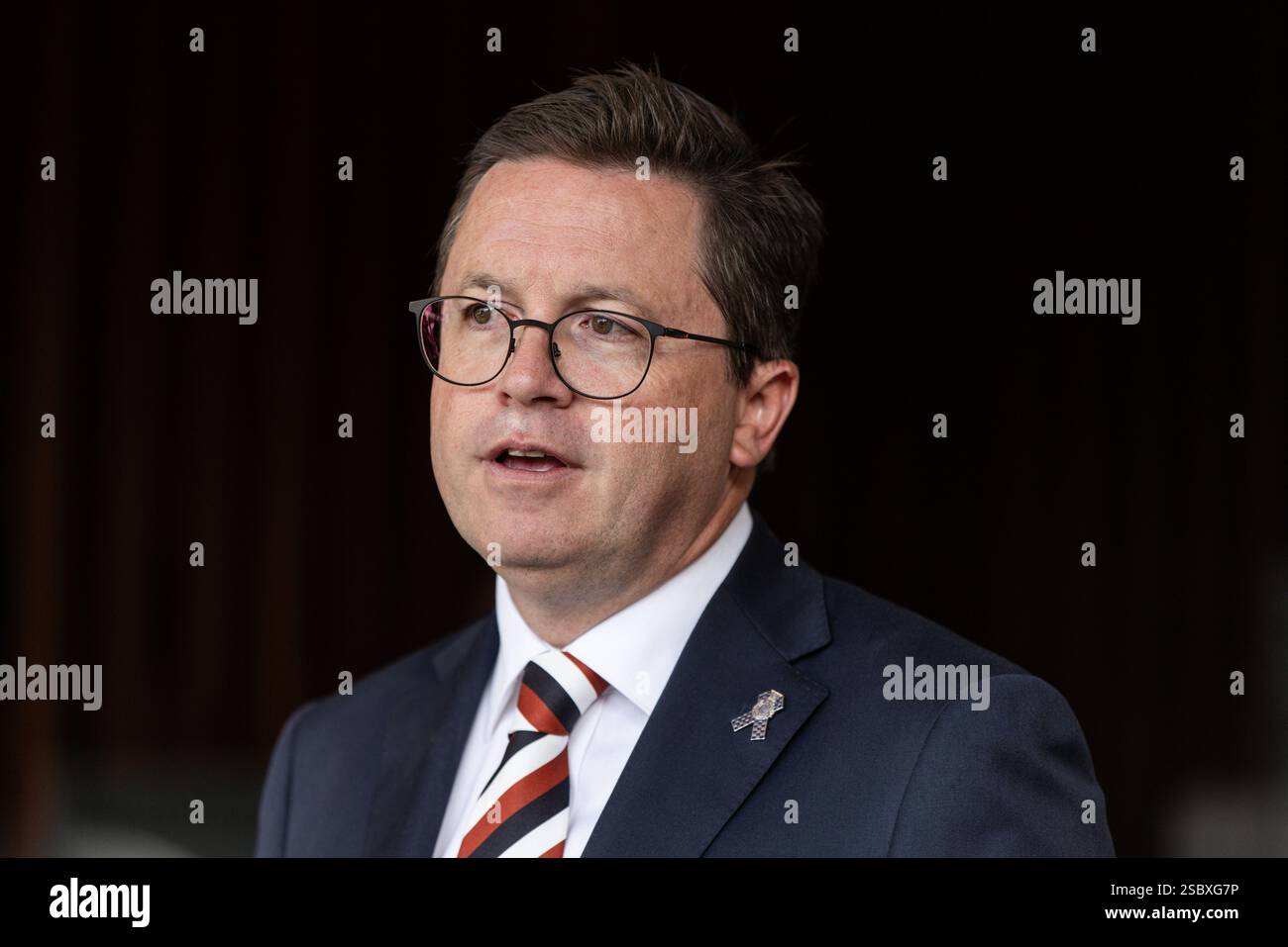 Victorian Minister for Police Anthony Carbines speaks to media at ...