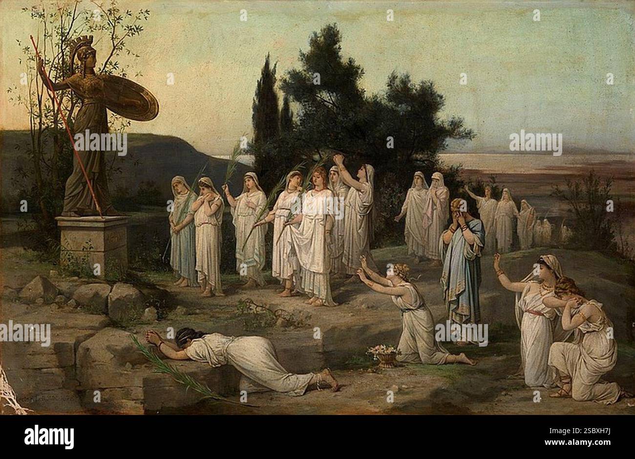 Hector Leroux--Adoration of the Goddess Pallas Athena Stock Photo - Alamy