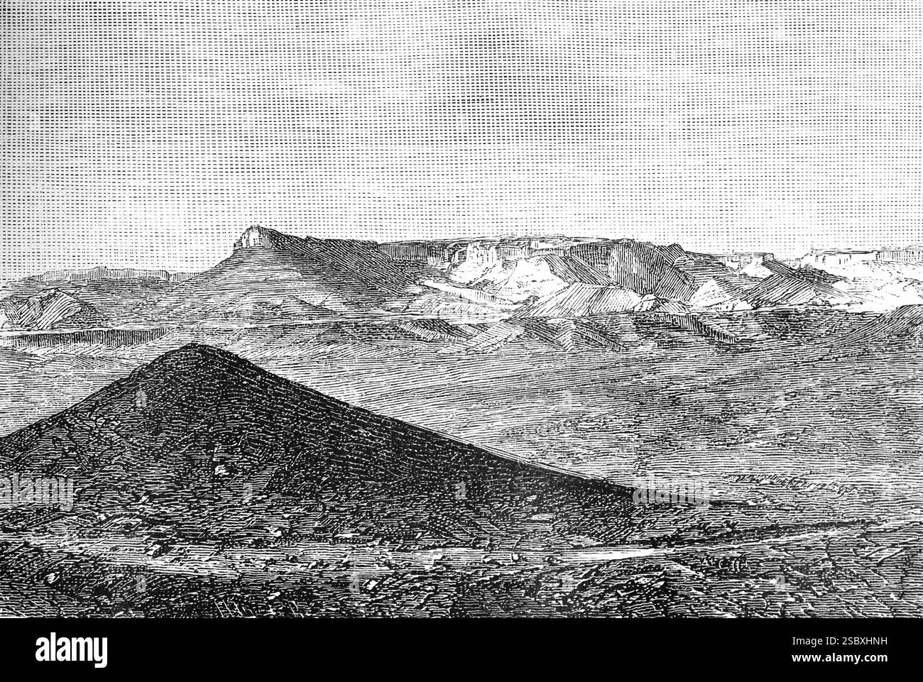 Desert-like mountain landscape Al Farafra in the Egyptian Sahara, stone ...