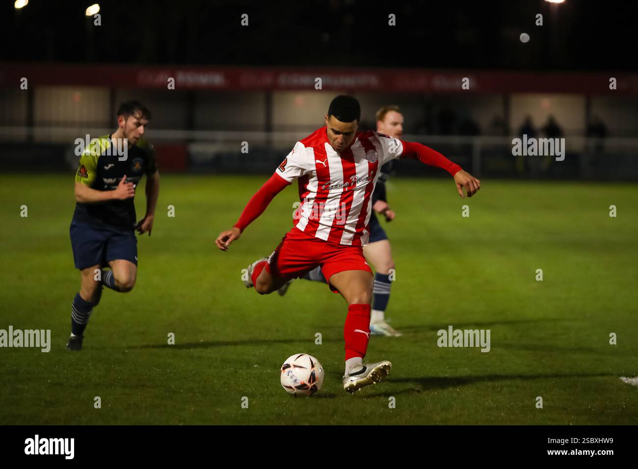 Tyler Lyttle of Brackley Town crosses the ball into the box during the ...