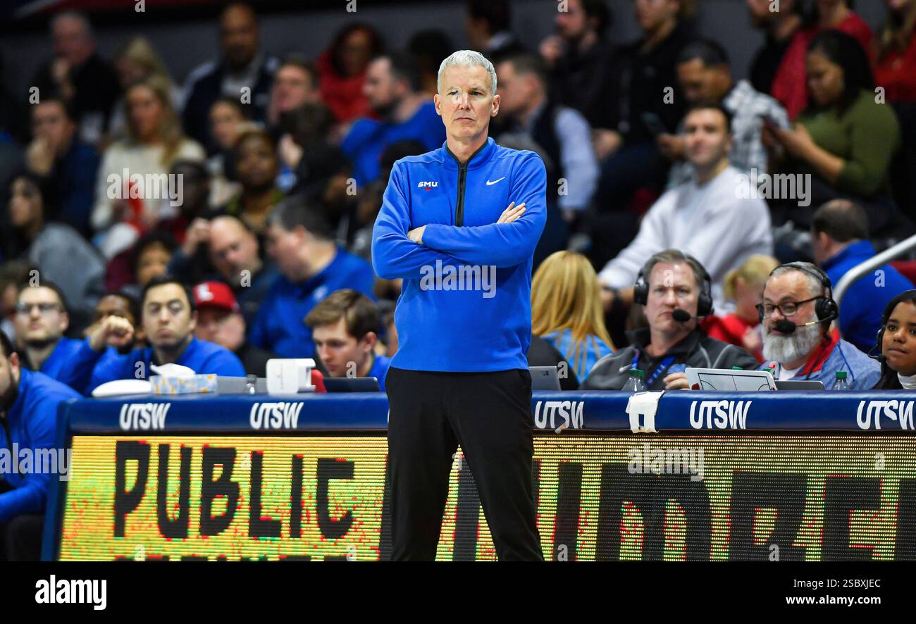 Dallas, TX, USA. 21st Jan, 2025. SMU Mustangs coach Andy Enfield ...