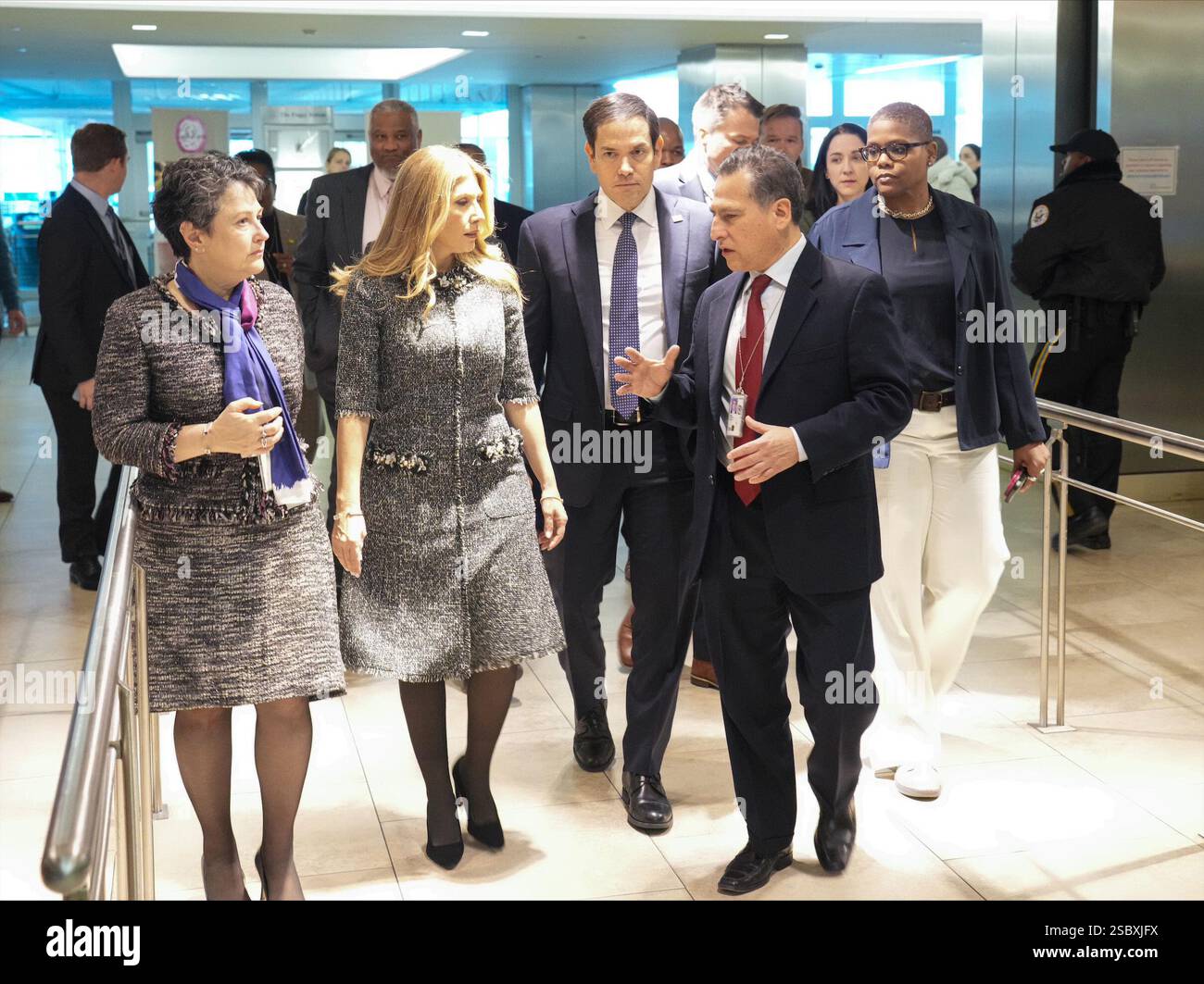 Secretary Marco Rubio gets a tour of the cafeteria at the Department of ...
