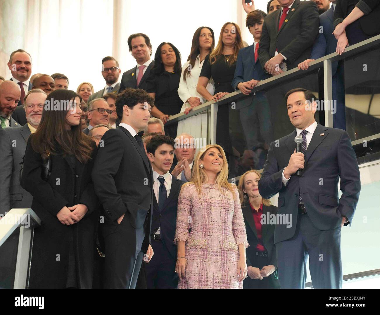 Secretary Marco Rubio delivers remarks to employees upon arrival at the ...
