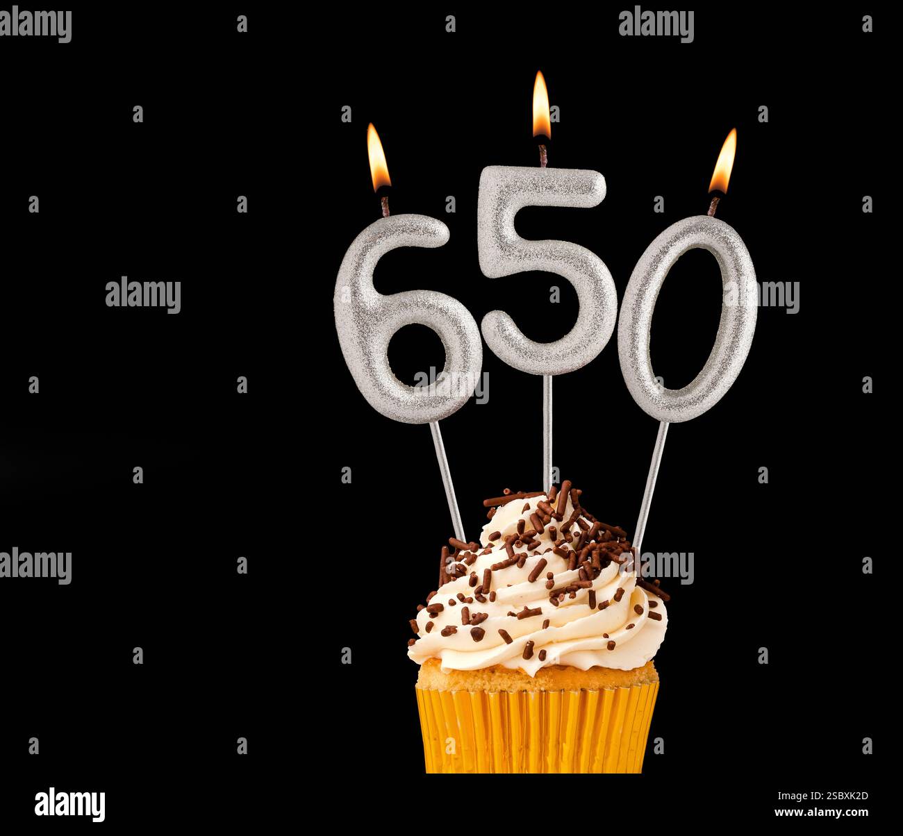 Candles forming the number 650 - Black background Stock Photo - Alamy