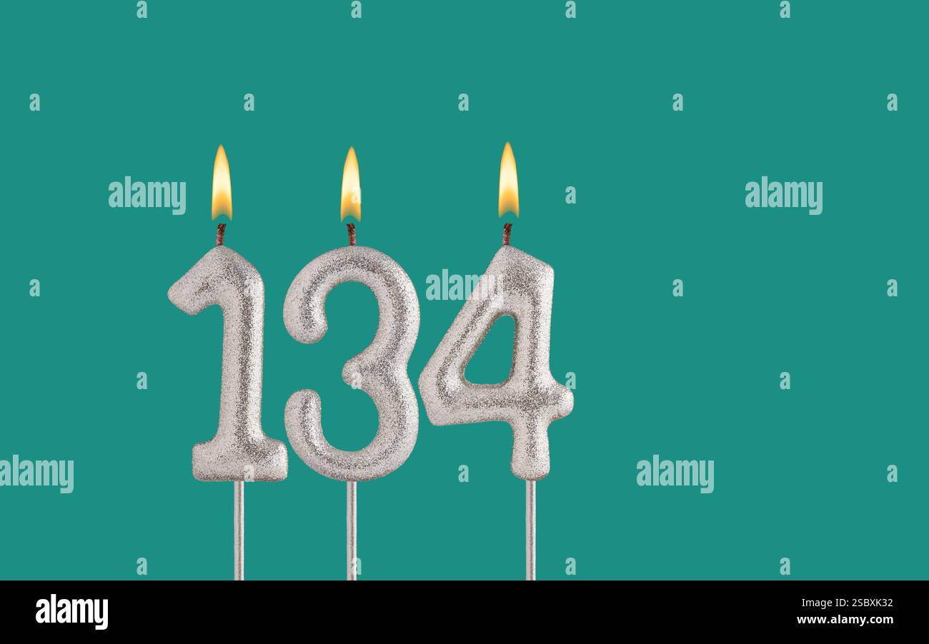 Birthday card on a green background - Candle in the shape of the number ...