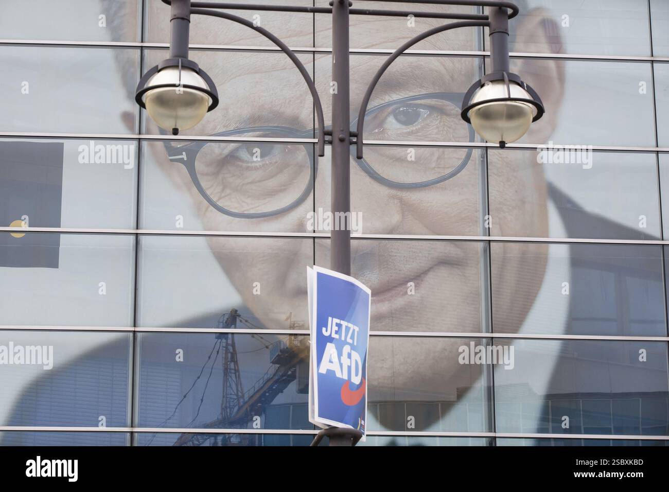 An election poster of the far-right AfD party (now AfD) hangs in front ...
