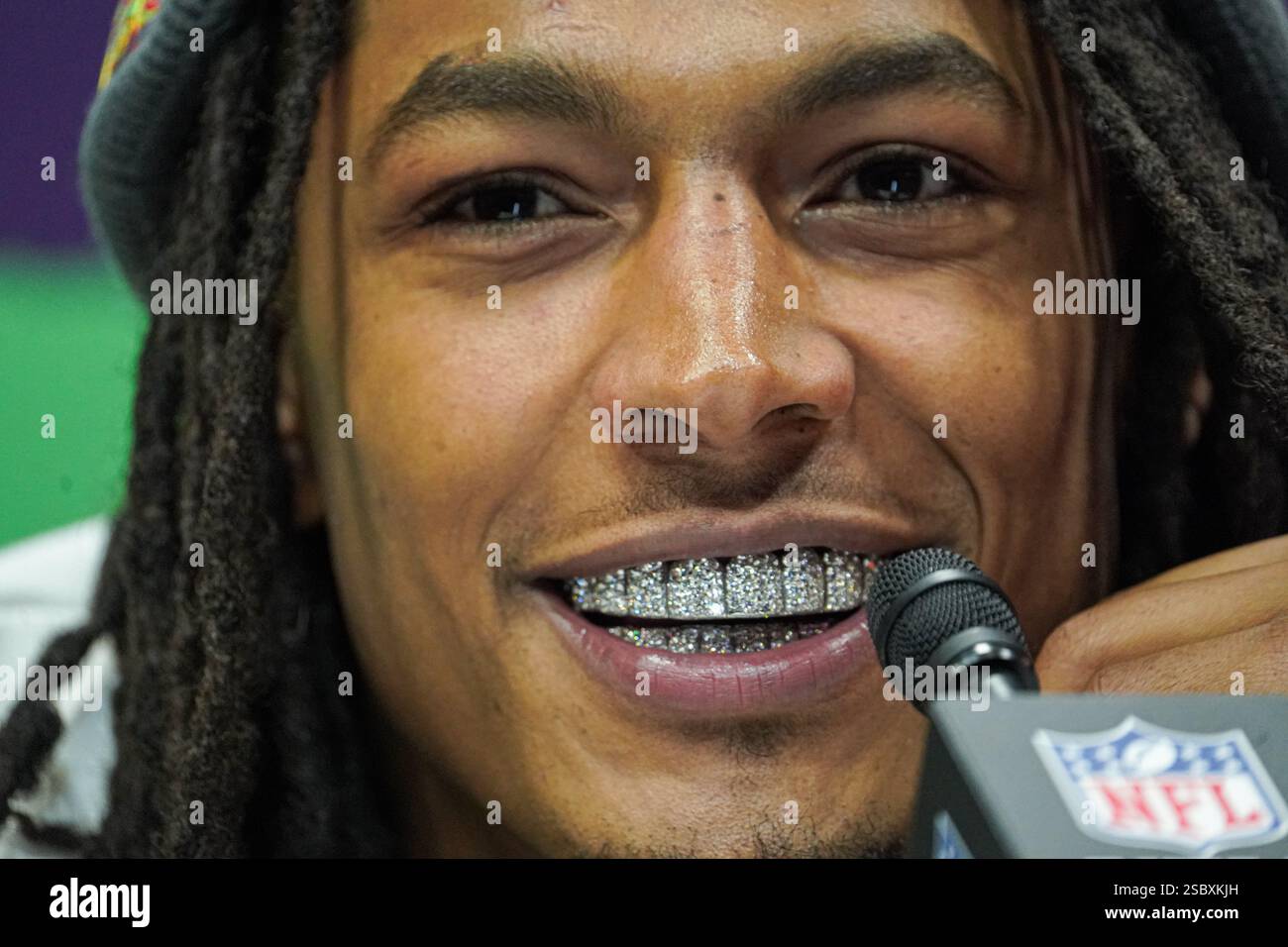 Chiefs player Isiah Pacheco answering questions from reporters During ...