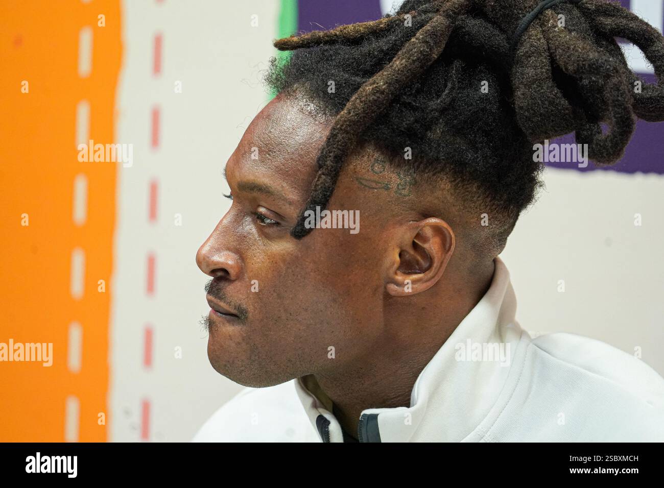 Chiefs player DeAndre Hopkins answering questions from reporters During ...