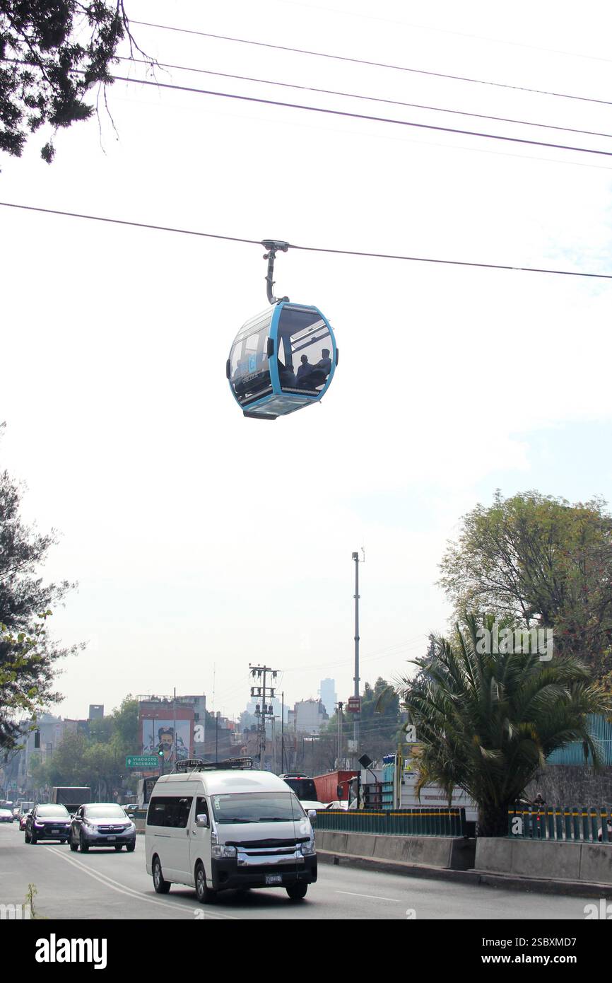 Mexico City, Mexico - Jan 8 2025: Cabins with passengers of Cablebus ...