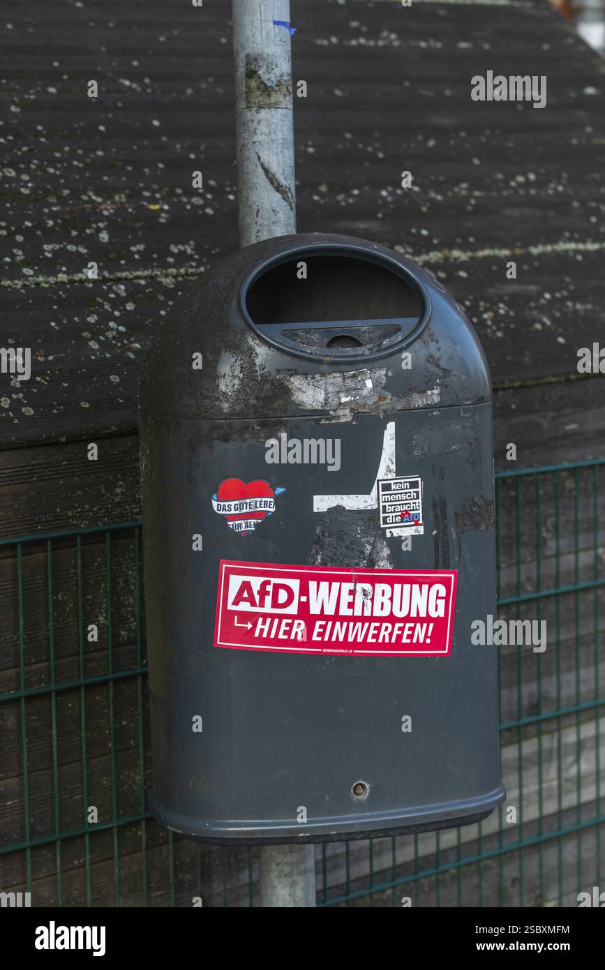 Sticker on a rubbish bin against the AfD, AfD advertising here, parties ...