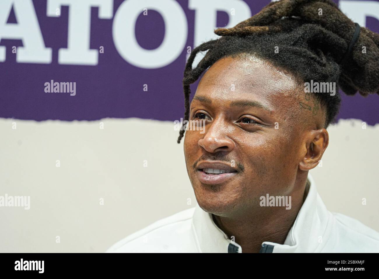 Chiefs player DeAndre Hopkins answering questions from reporters During ...