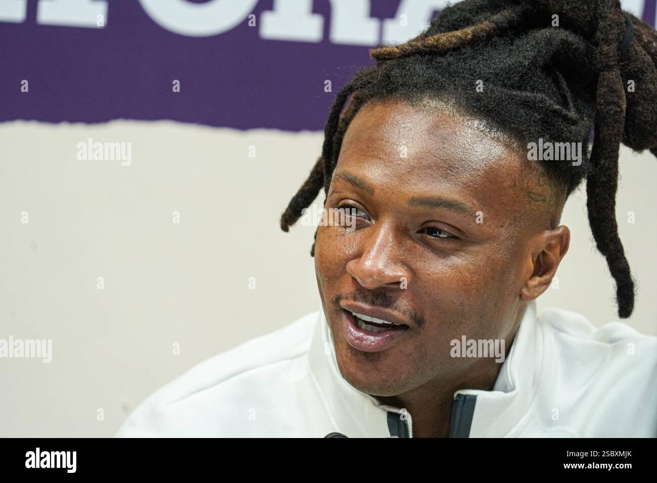Chiefs player DeAndre Hopkins answering questions from reporters During ...