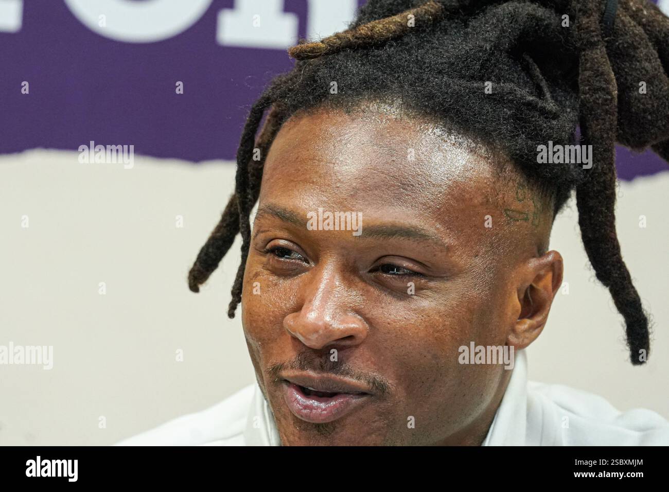 Chiefs player DeAndre Hopkins answering questions from reporters During ...