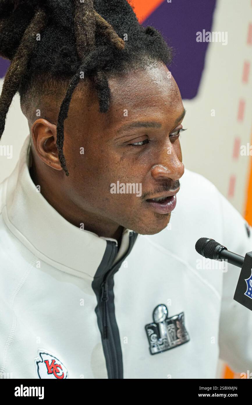 Chiefs player DeAndre Hopkins answering questions from reporters During ...