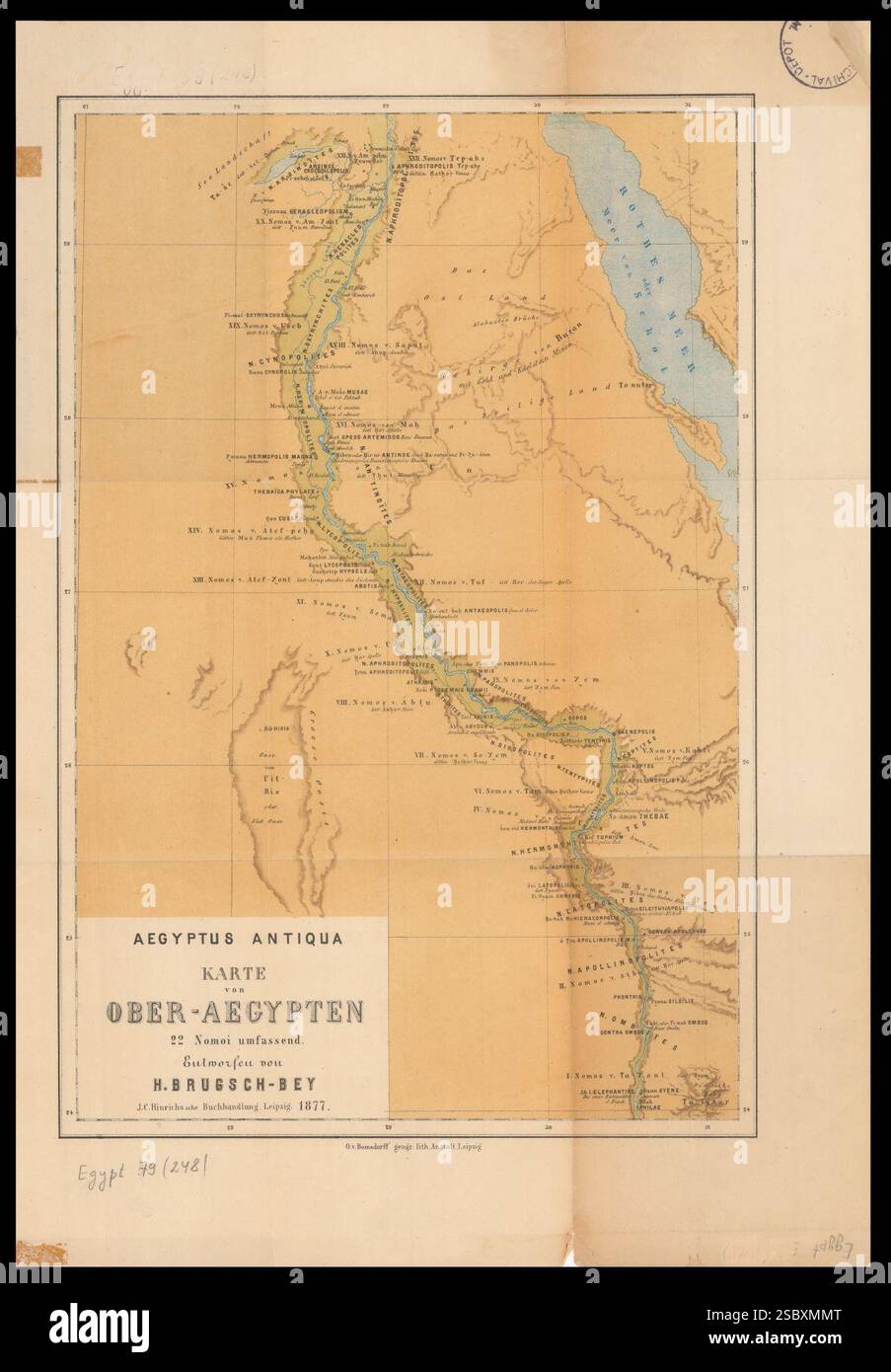 Heinrich Karl Brugsch, Karte von Ober - Aegypten (22 Nomoi umfassend ...