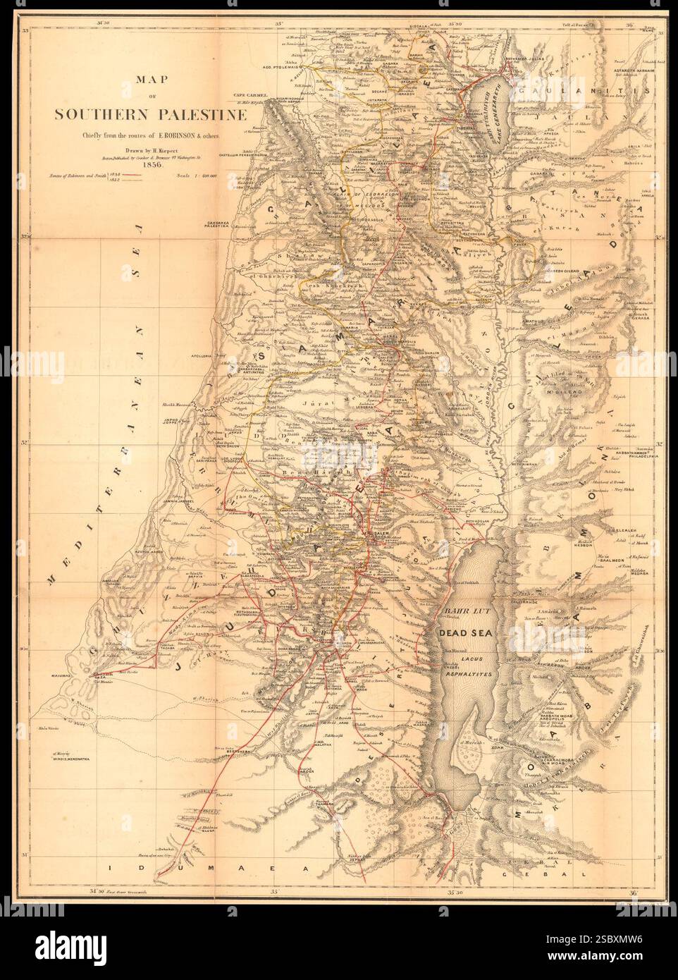 Heinrich Kiepert, Map of Southern Palestine. Chiefly from the routes of ...