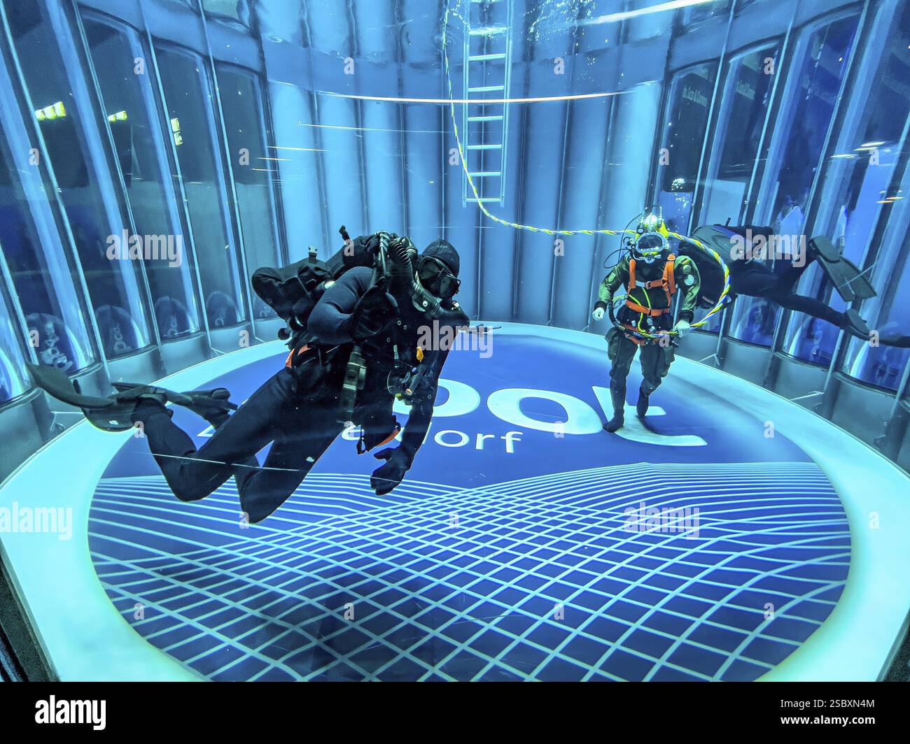 View into diving tower of Messe boot Duesseldorf, on the left ...