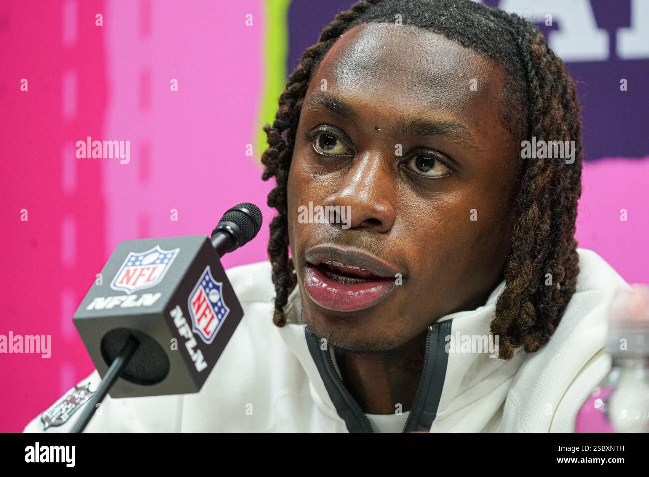 Chiefs player Xavier Worthy answering questions from reporters During ...