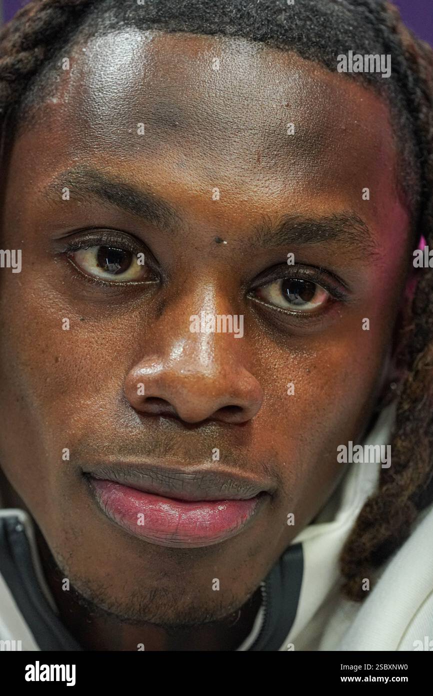 Chiefs player Xavier Worthy answering questions from reporters During ...