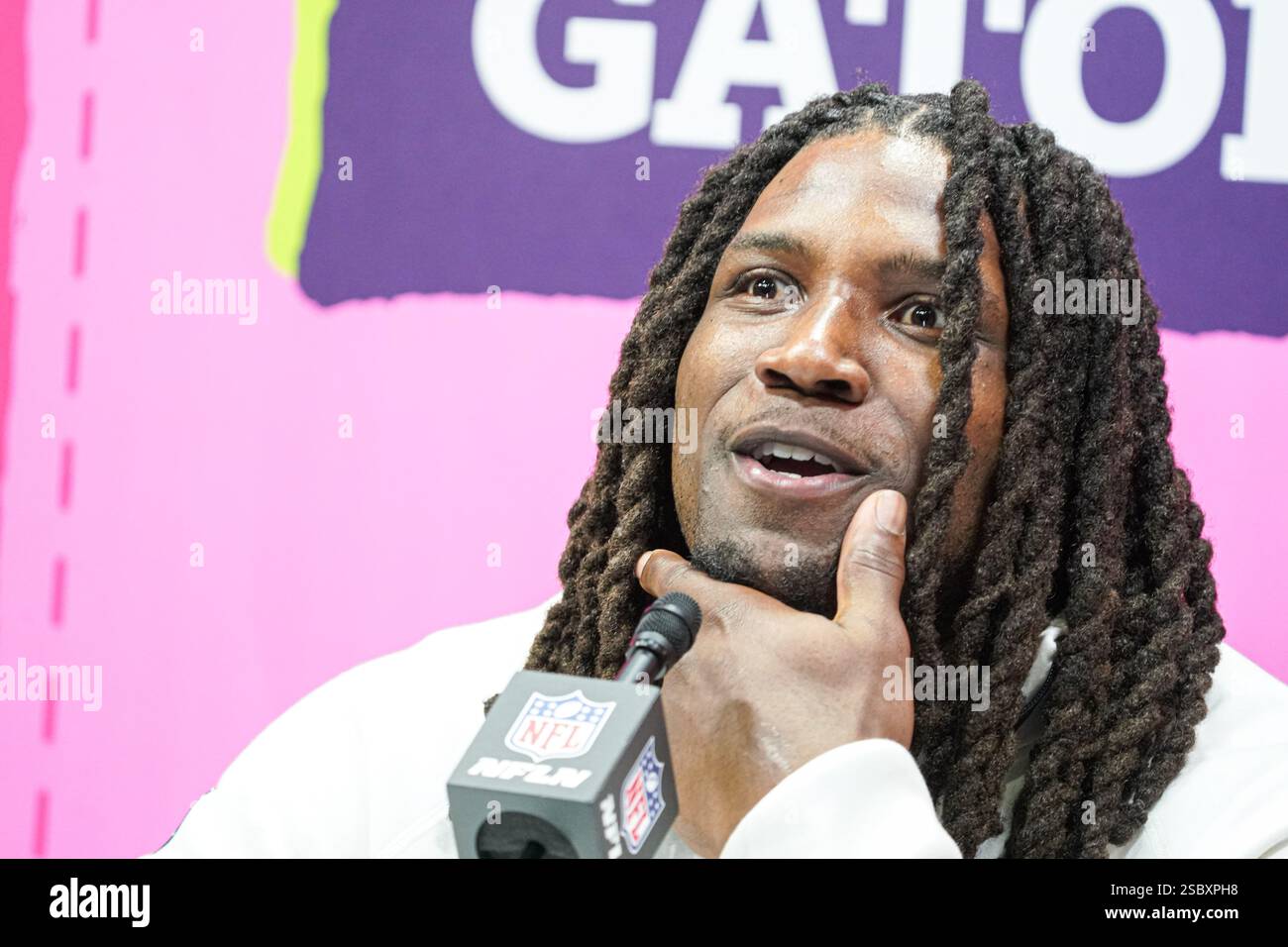 Chiefs player Nick Bolton answering questions from reporters During the ...