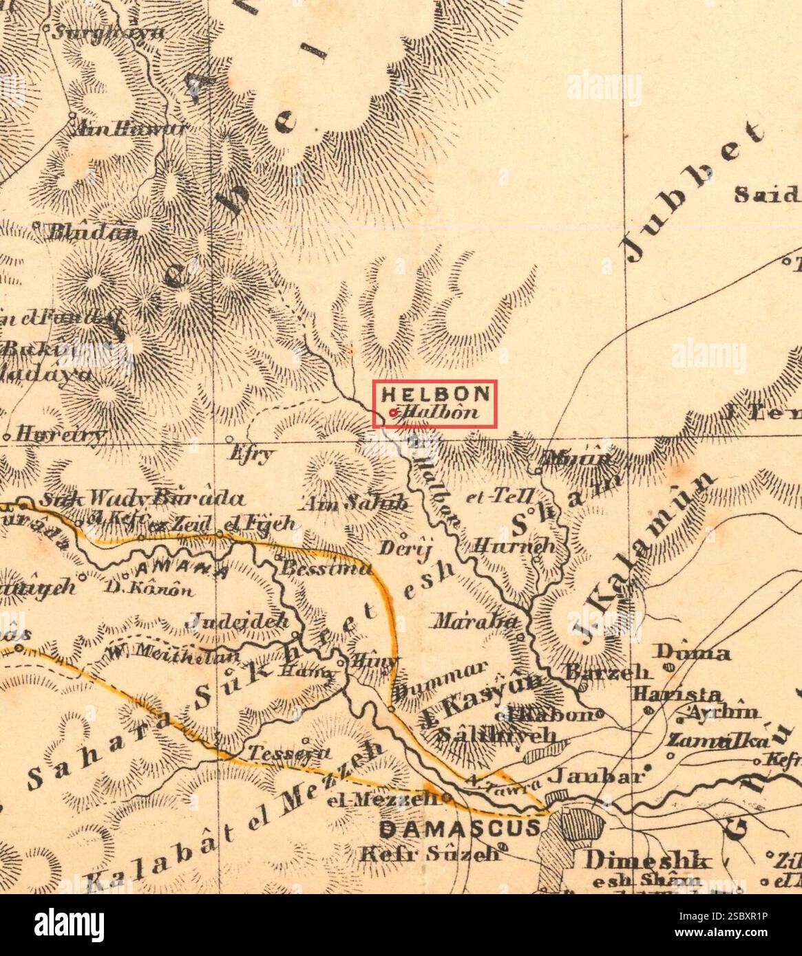 Helbon in Map of Northern Palestine and Lebanon Stock Photo - Alamy