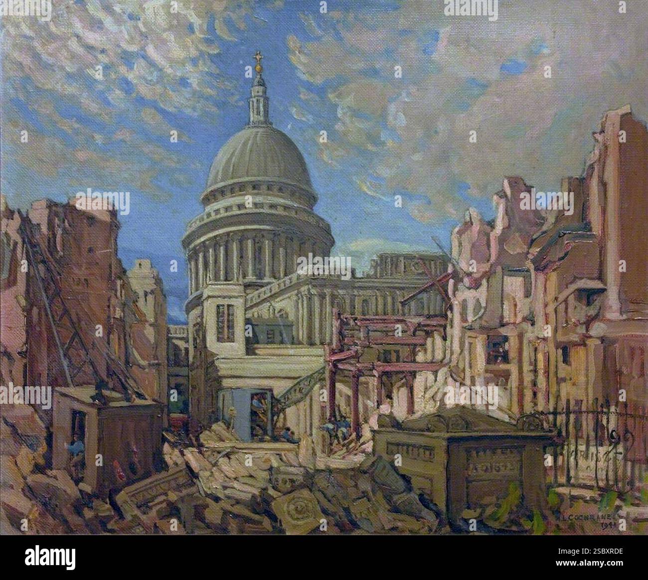 Helen Lavinia Cochrane - St Paul's Cathedral from Watling Street 1941 ...