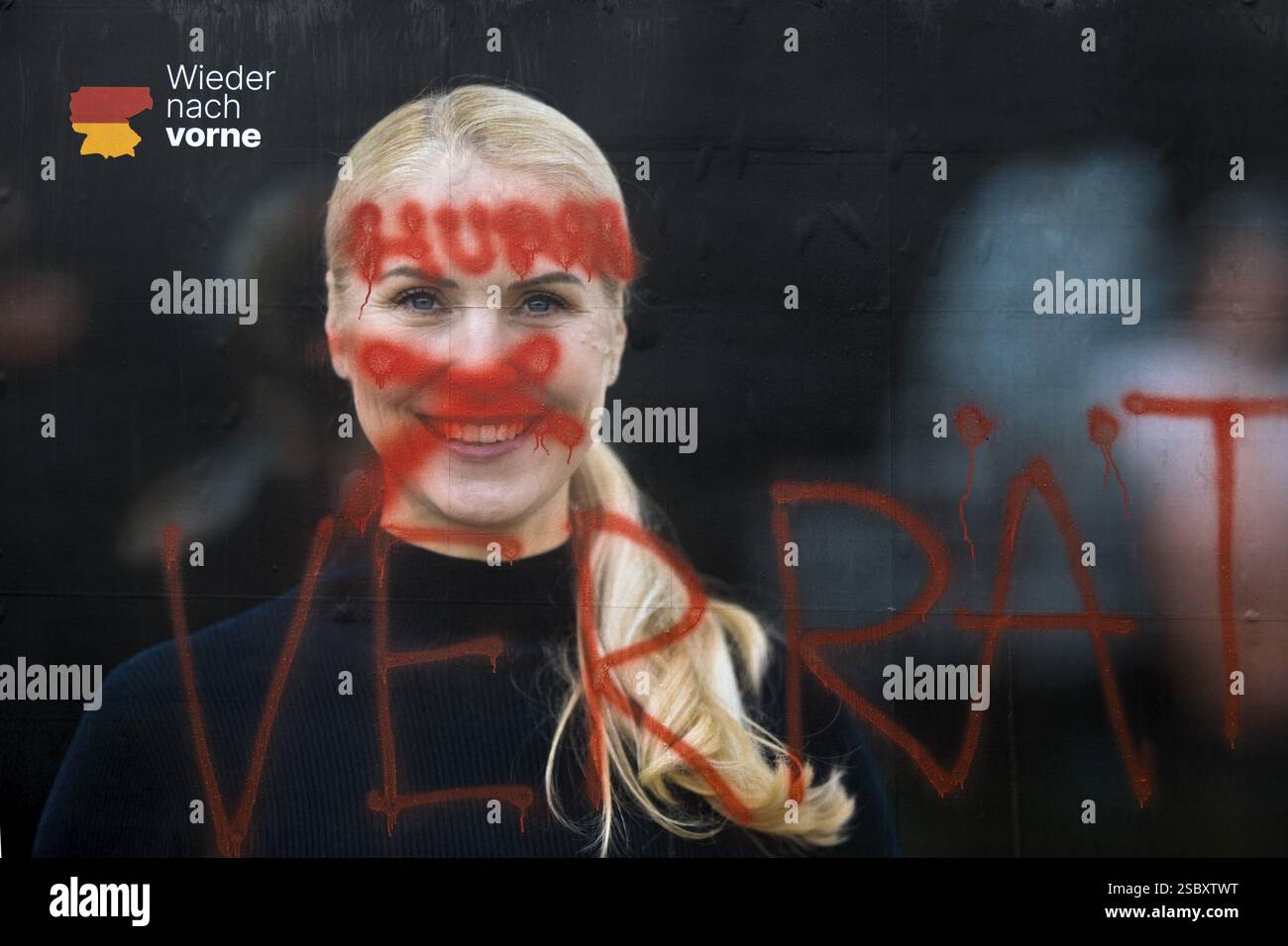 Denigration of a large poster for the 2025 Bundestag election by the ...