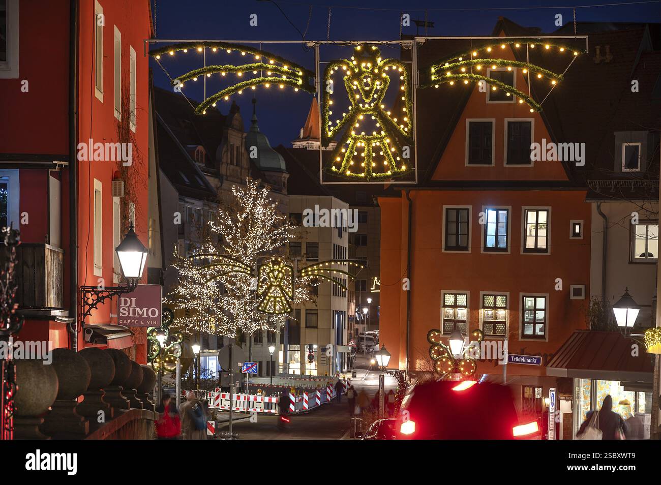 Christmas street decorations in the old town centre during Advent ...