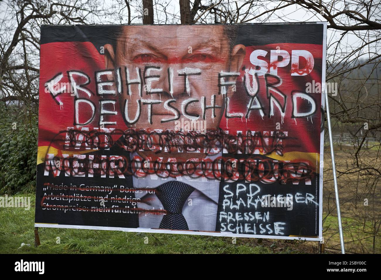 Denigration of a large poster for the 2025 federal election by the SPD ...