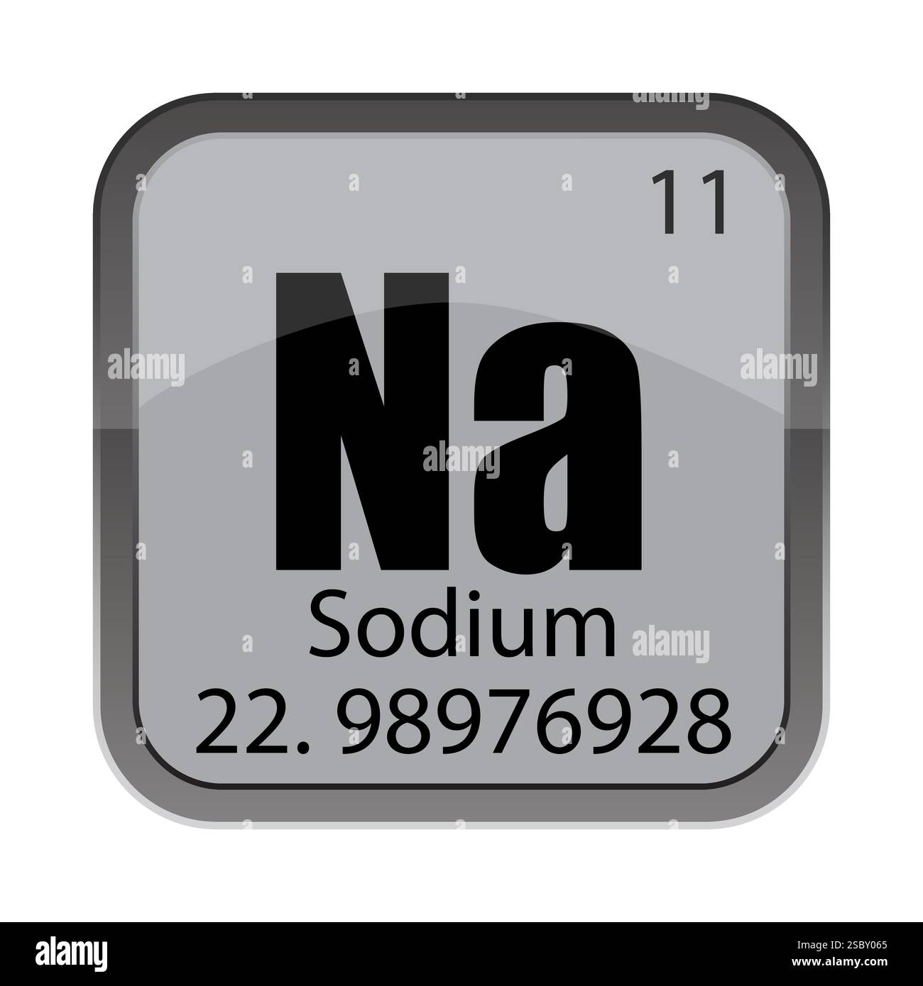 Sodium Na icon. Number 11 eleven. Mass 22.98976928 emphasis. Vector ...