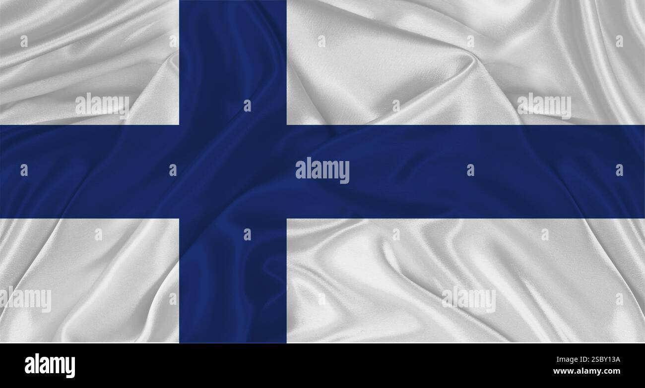 Finnish flag with fabric texture. Realistic flag of Finland waving ...