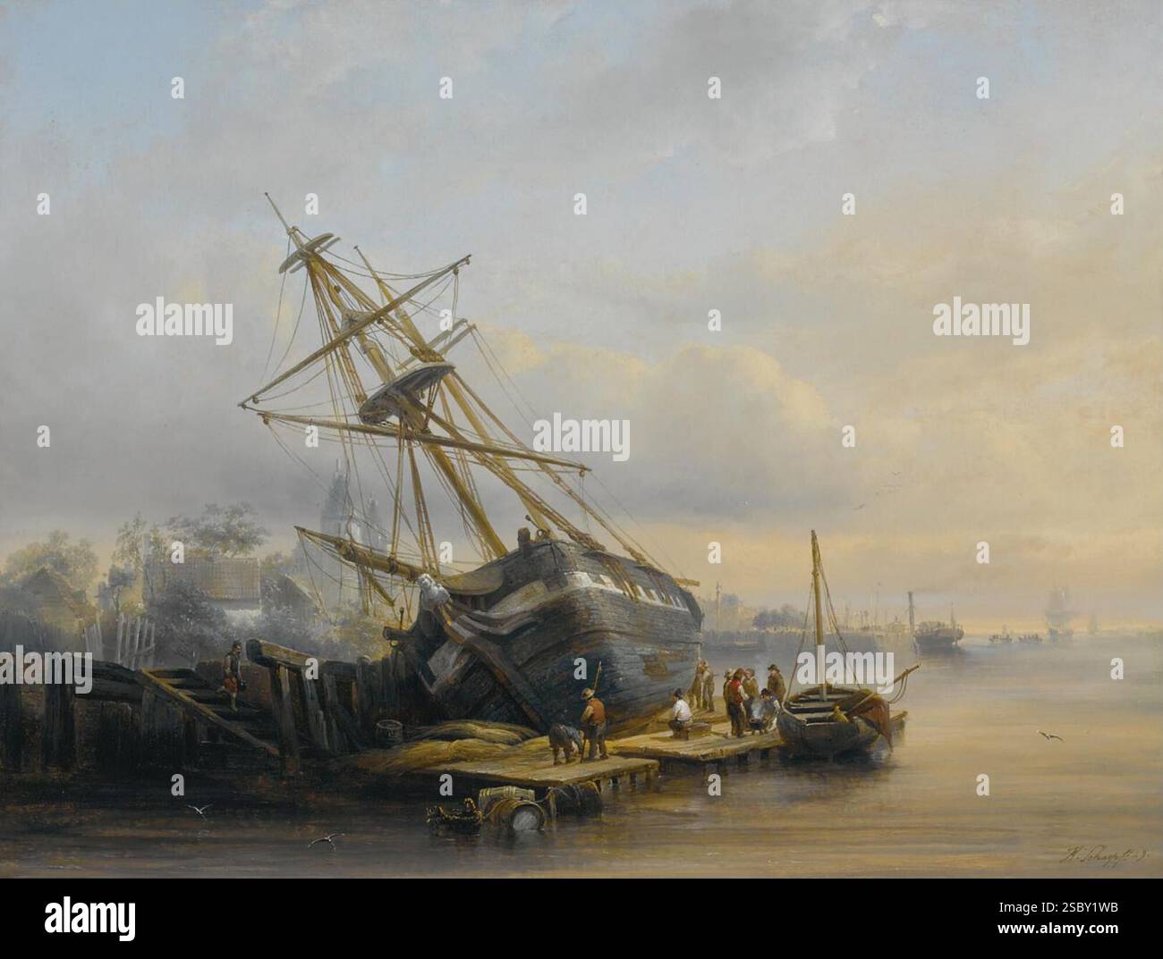 Henri Adolphe Schaep - Het maken van reparaties in de scheepswerf Stock Photo - Alamy