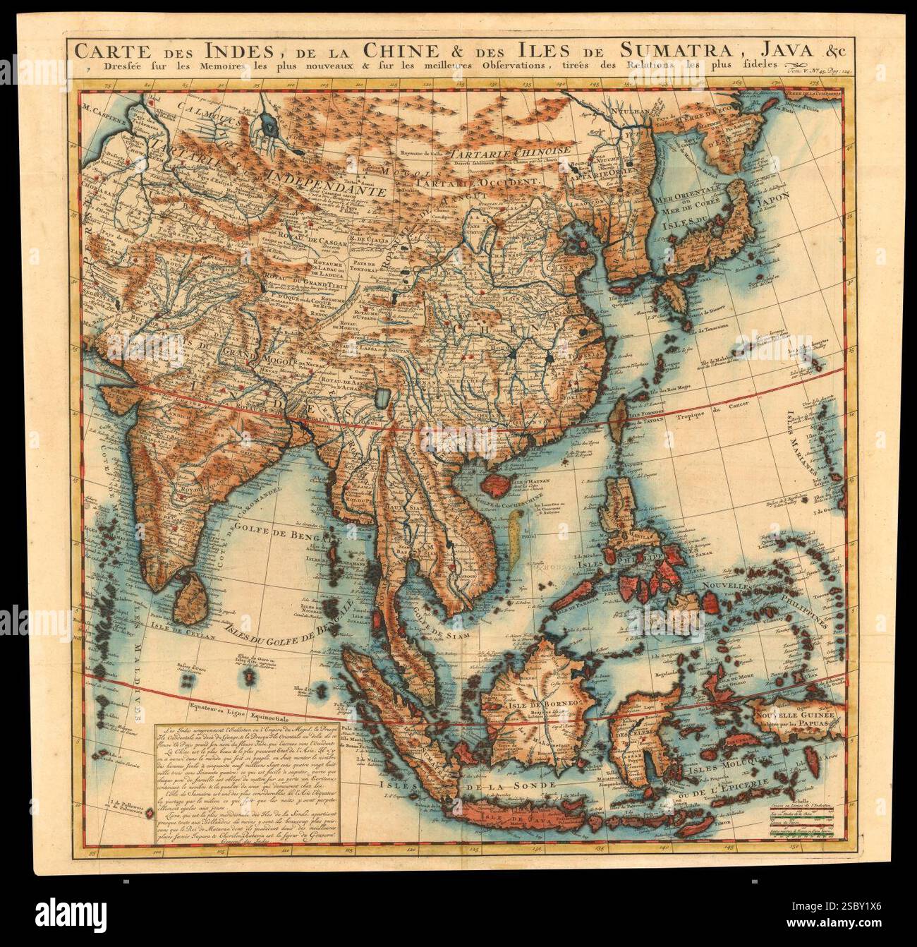 Henri Abraham Chatelain, Carte des Indes, de la Chine & des iles de Sumatra, Java Stock Photo ...
