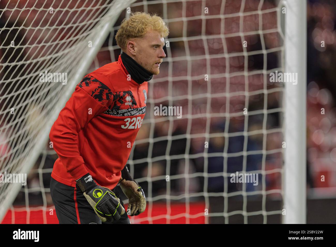 Middlesbrough's Tom Glover warms up during the Sky Bet Championship ...