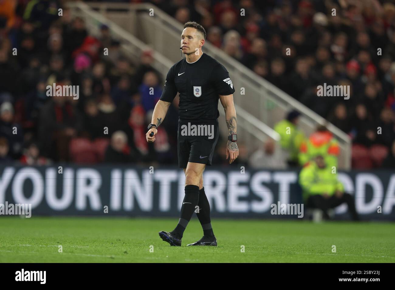 Match referee Stephen Martin during the Sky Bet Championship match ...