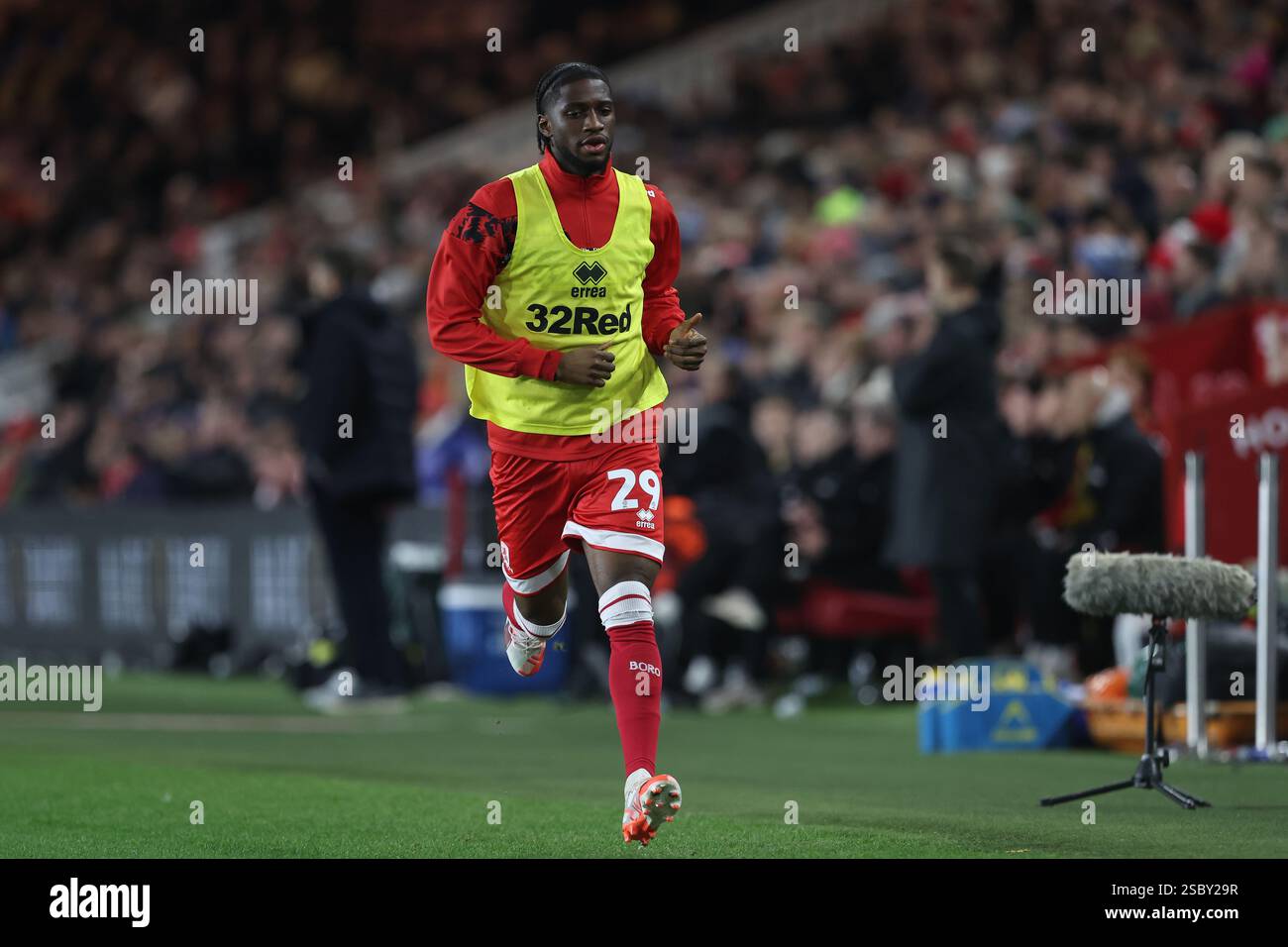 Middlesbrough's Samuel Illing-Junior is seen warming up during the Sky ...