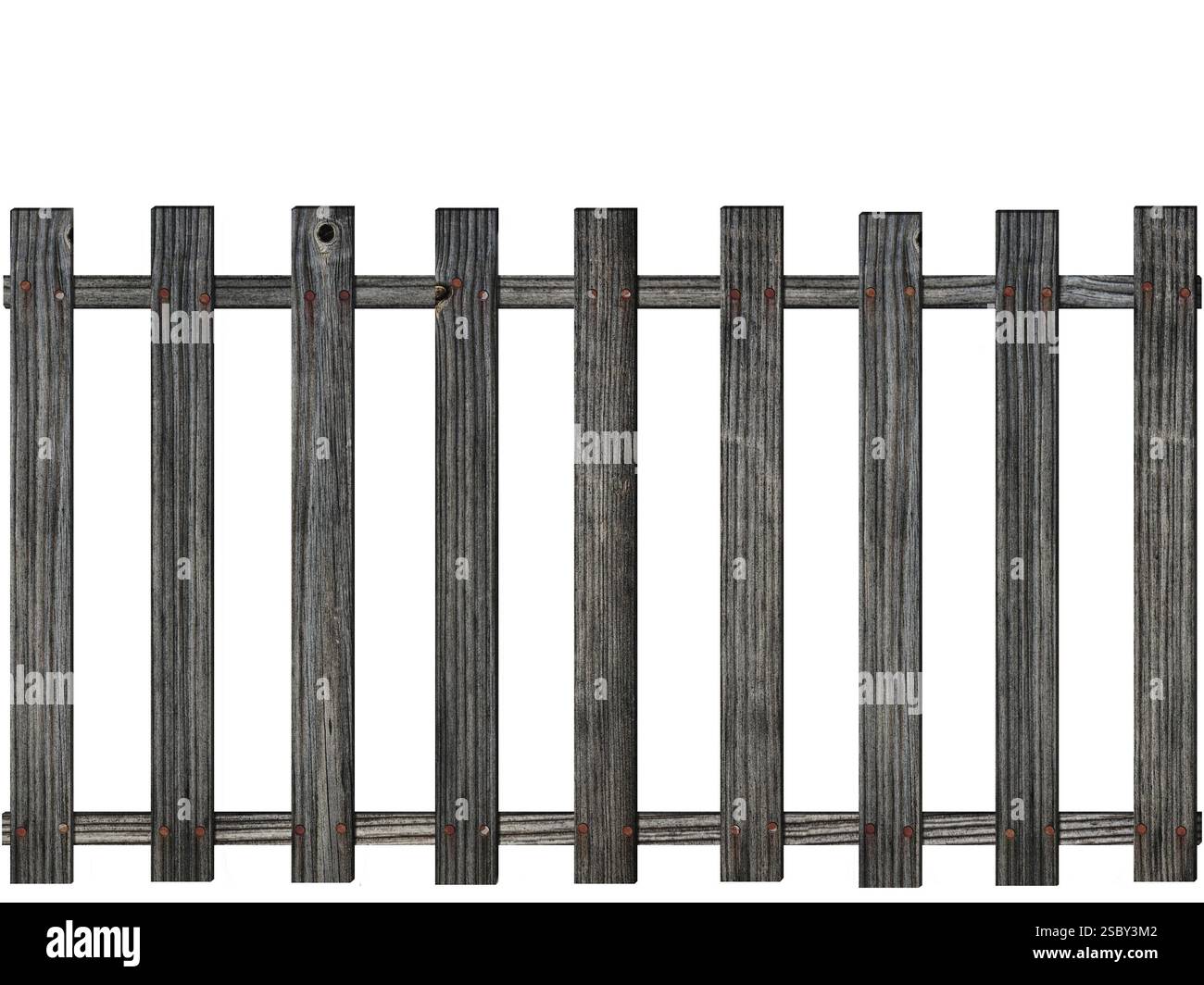 Wooden fence over the white background Stock Photo - Alamy