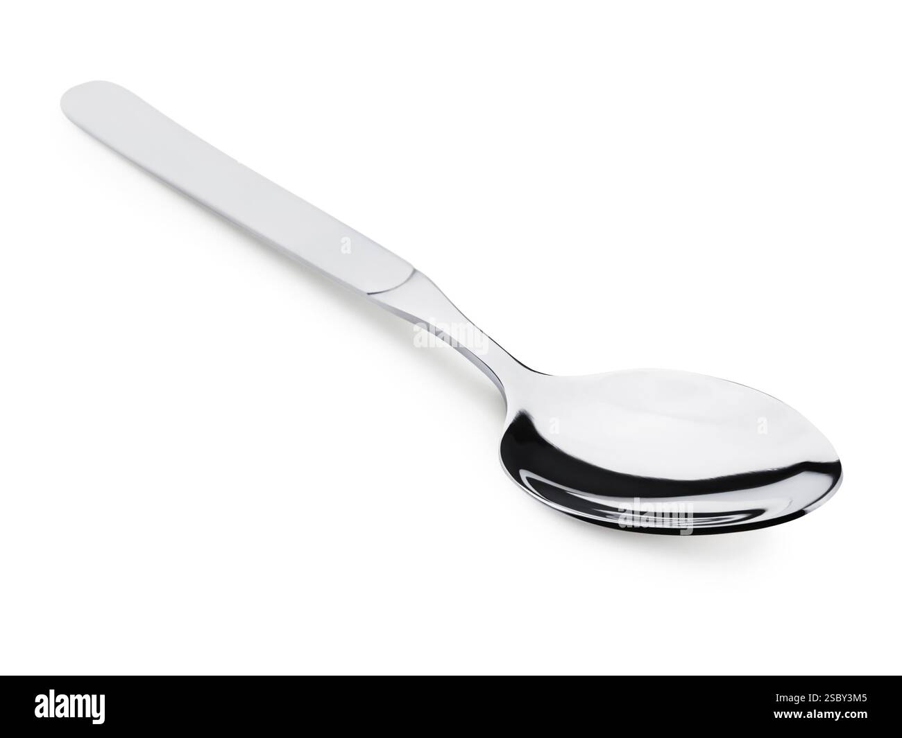 Single soup spoon over the white background Stock Photo - Alamy
