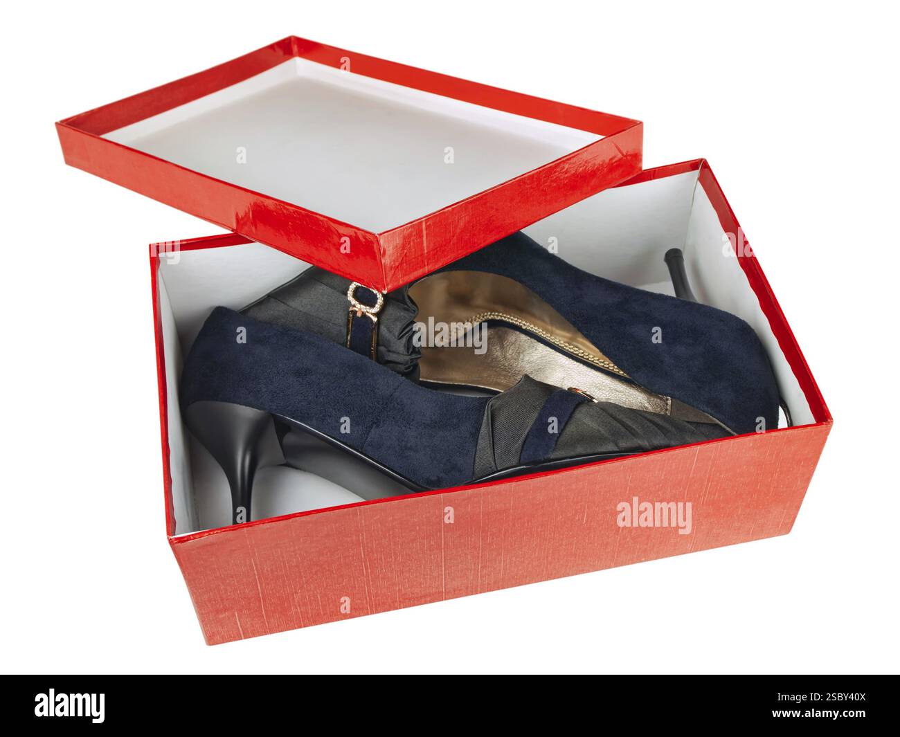 Woman classic shoes in the box over white background Stock Photo - Alamy