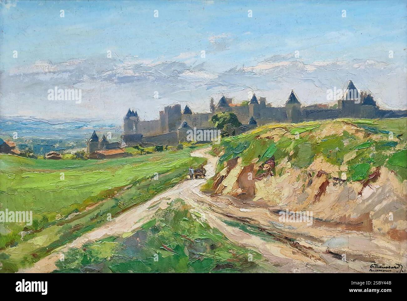 Henri Georges Troussard - Carcassone Huile sur panneau cartonné, signé ...