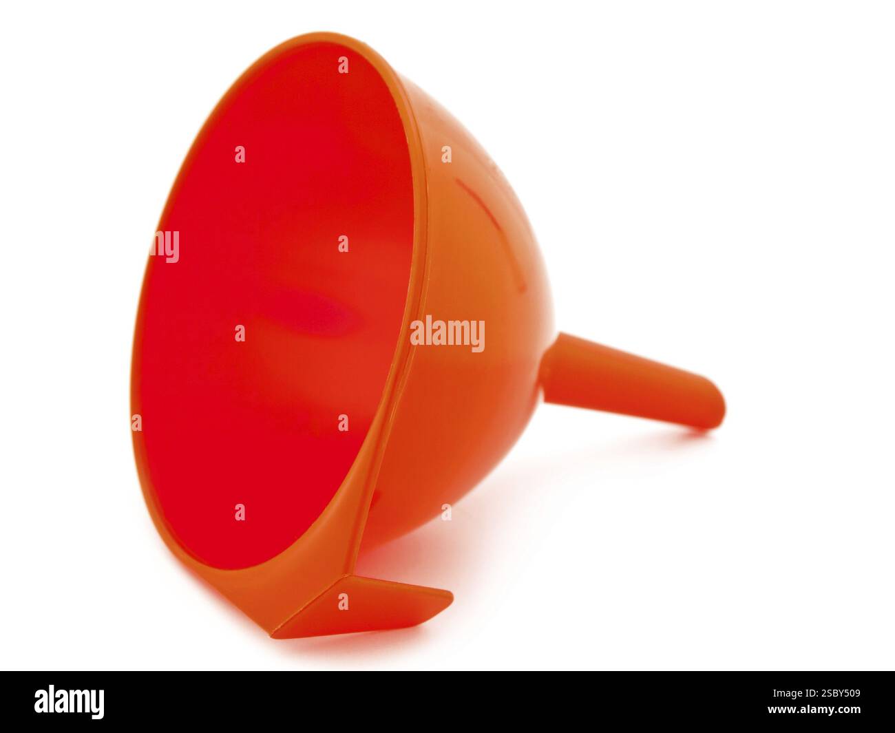 Red Plastic Kitchen Funnel Against White Background Stock Photo - Alamy