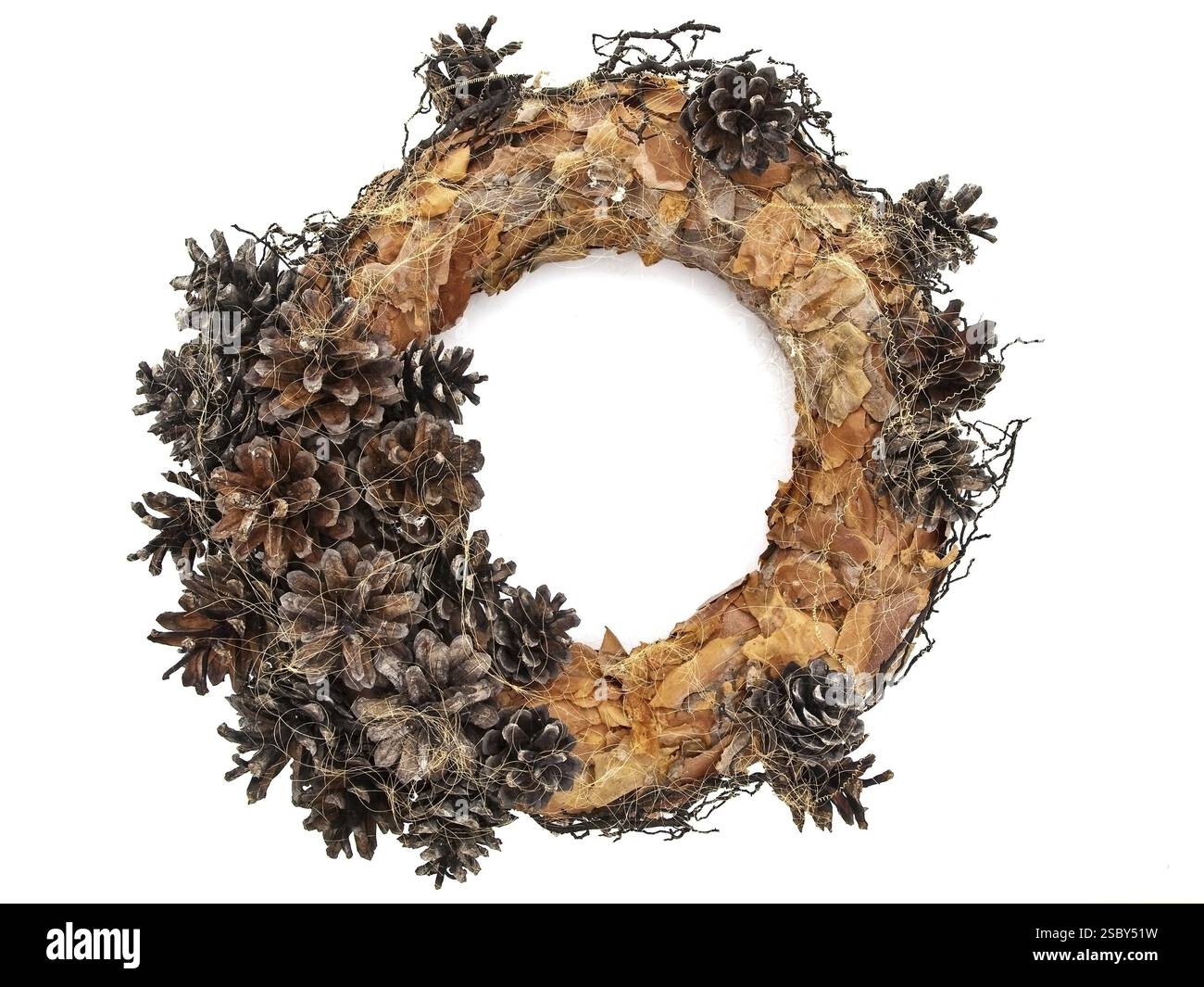 Handmade Garland From Natural Materials Against White Background Stock ...
