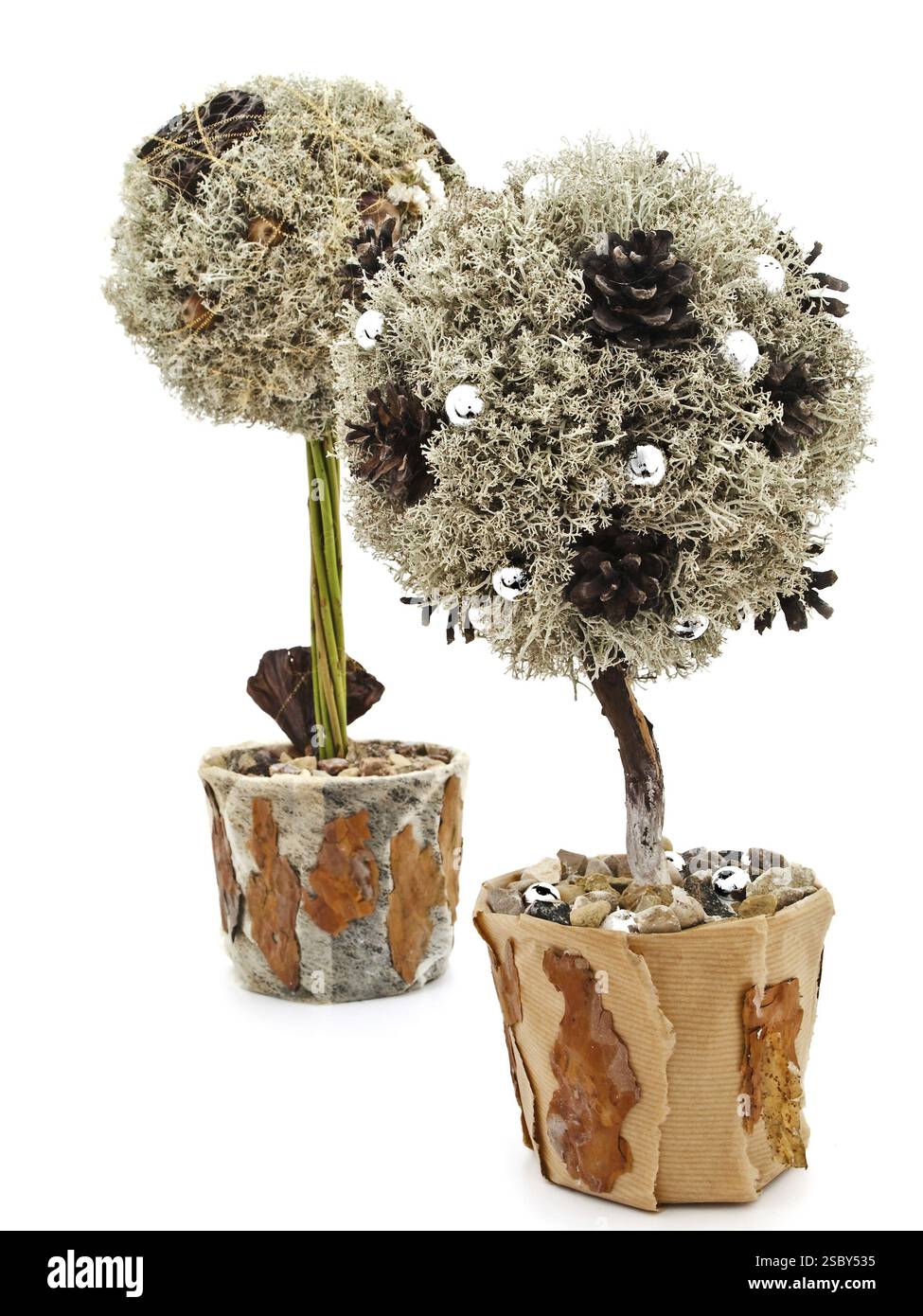 Decorative Handmade Natural Materials Trees Against The White ...