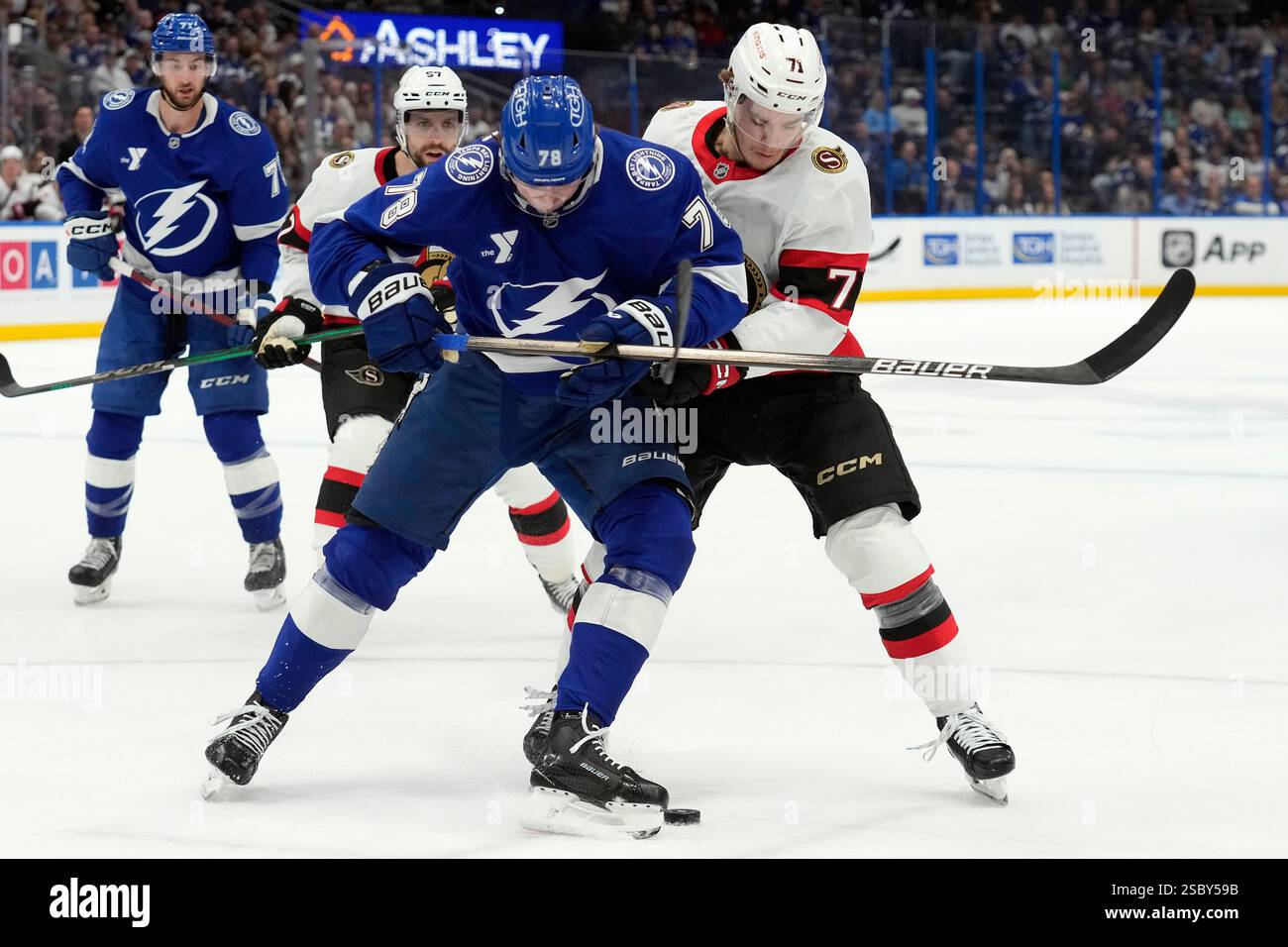 Tampa Bay Lightning defenseman Emil Lilleberg (78) and Ottawa Senators ...