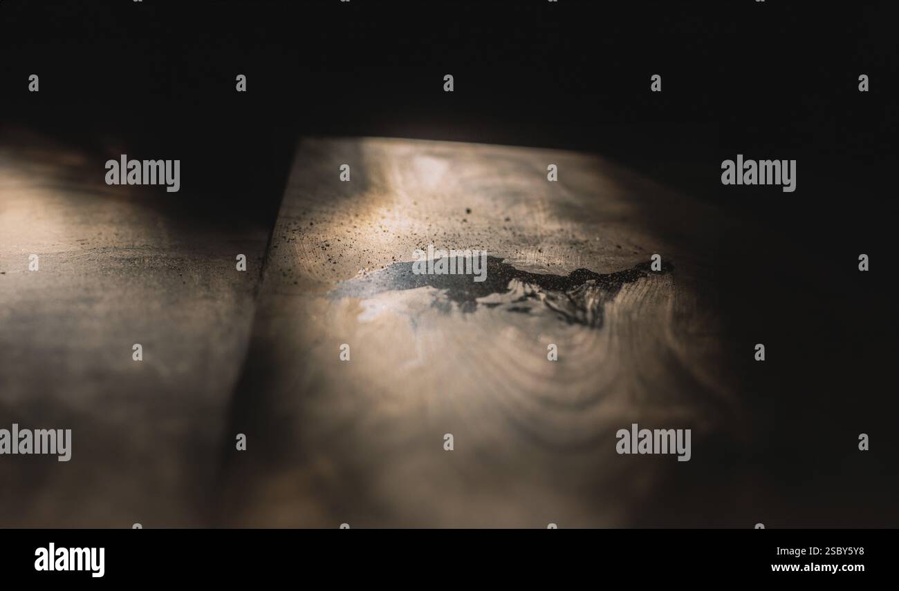 Close-up of wood grain with gentle shadows, highlighting rich textures ...