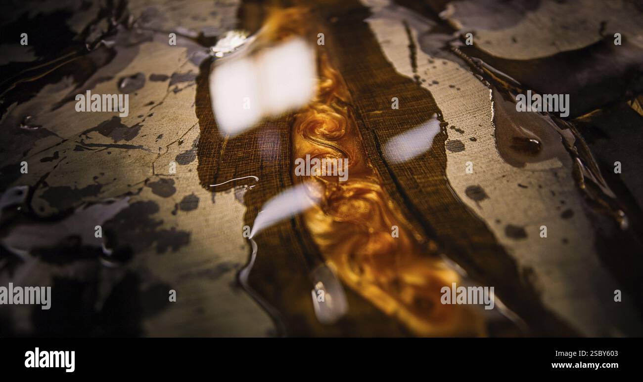 A close-up view of resin on wood, highlighting detailed texture and ...